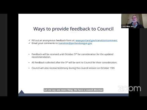Community Info Session on Draft Organization Chart