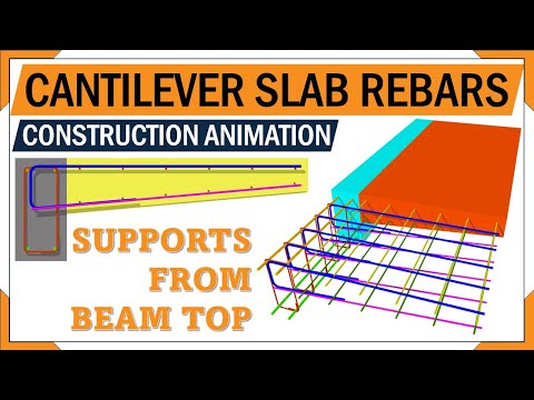 Cantilever Slab rebars | Cantilever solid slab reinforcement details | construction animation