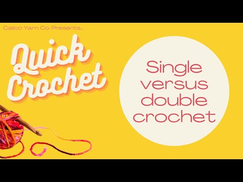 The difference between single crochet (sc) and double crochet (dc) stitches