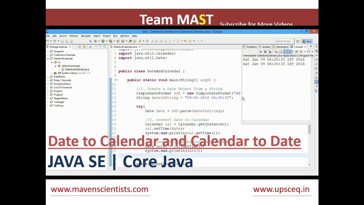 Java  - Date to Calendar and Calendar to Date Conversion | Team MAST