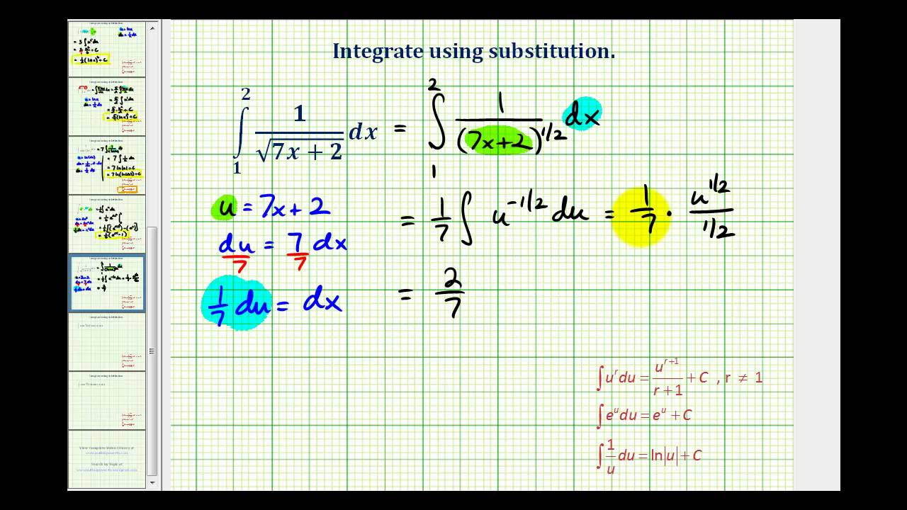 Ex 2:  Definite Integration Using Substitution