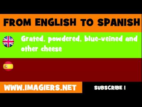 FROM ENGLISH TO SPANISH = Grated, powdered, blue veined and other cheese
