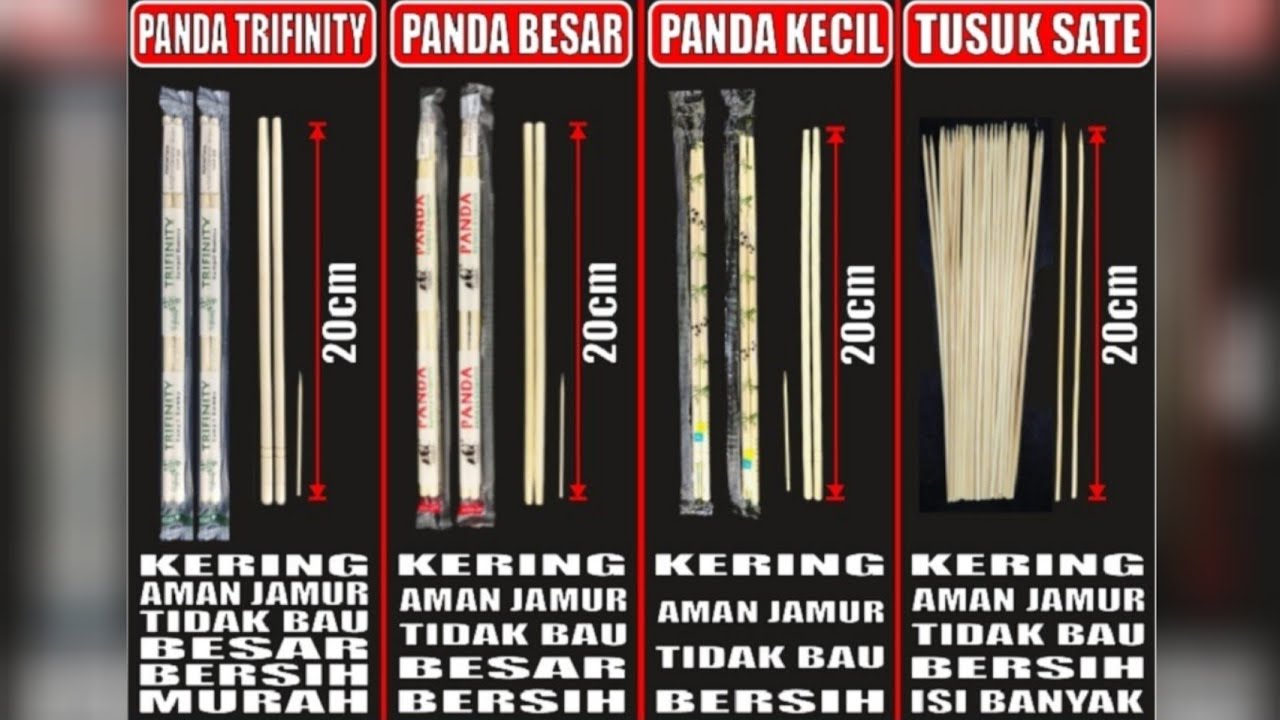 Perbandingan berbagai macam sumpit bambu murah panda trifinity