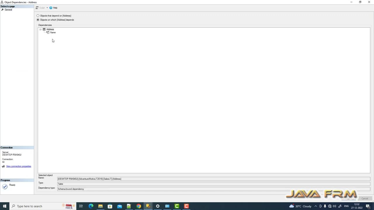 How to view dependencies of database objects using SQL Server Management Studio in SQL Server 2022