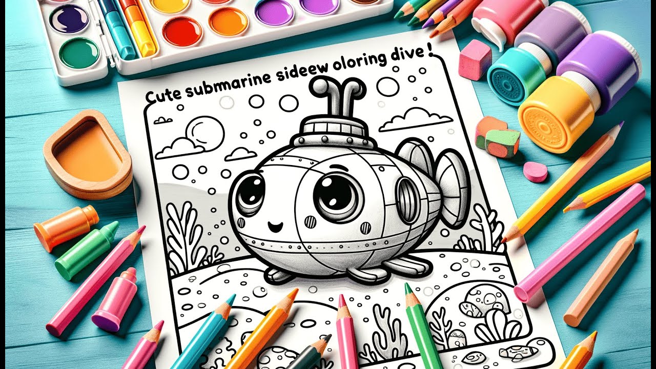 Submarine Coloring Page | Deep-Sea Exploration with The Coloring Crews