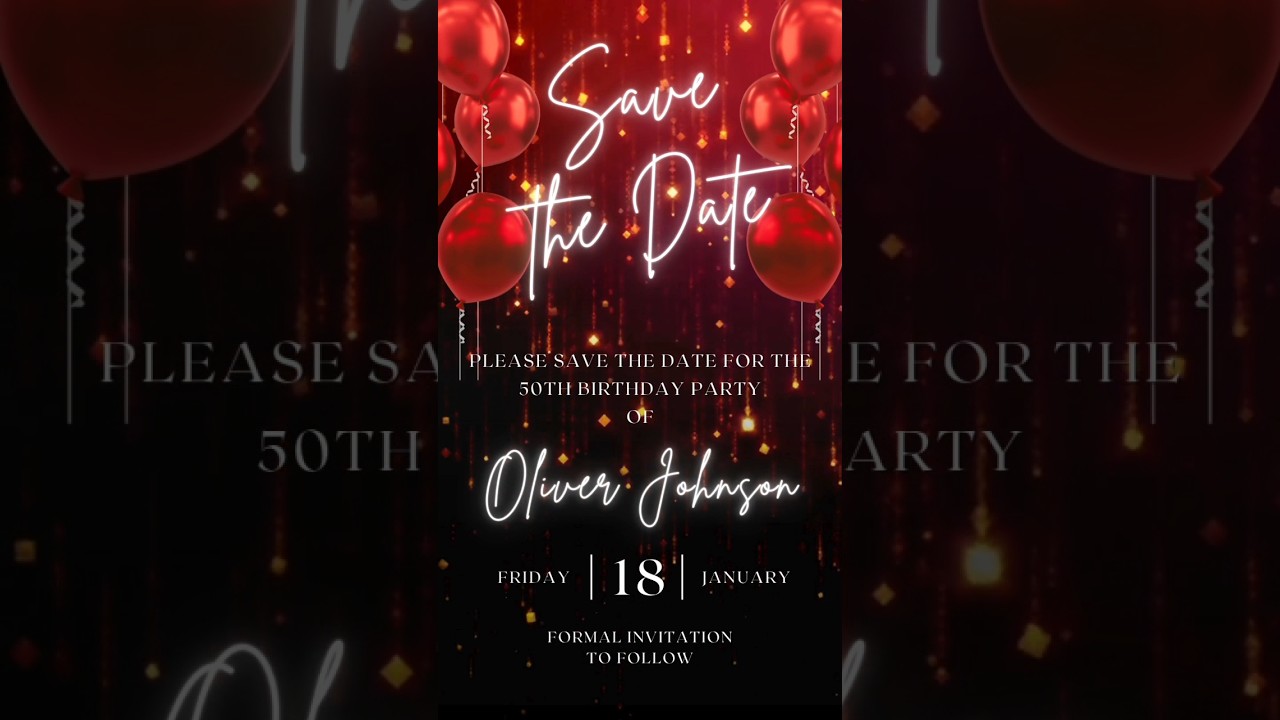 save the date Red birthday invitation template