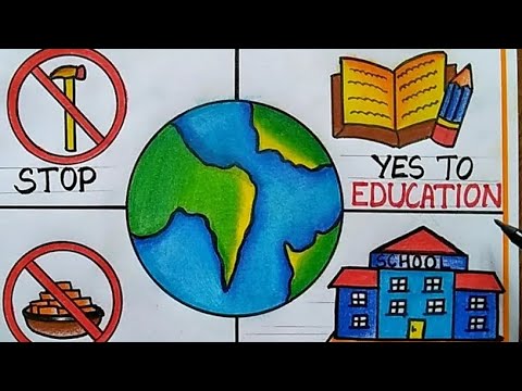 World Day Against Child Labour Poster Drawing| Stop Child Labour drawing| Child labour theme drawing