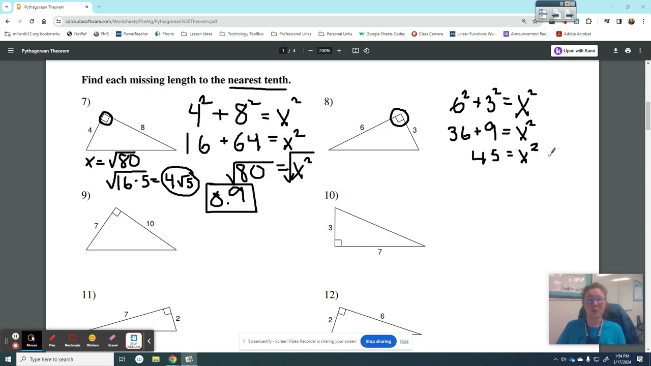 Pythagorean Theorem Worksheet