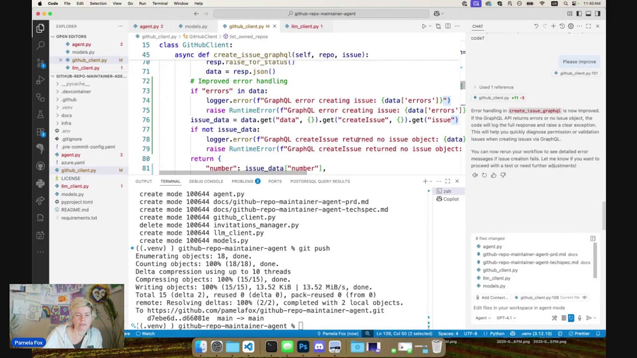 Live code: GitHub Repo Maintainance Agent