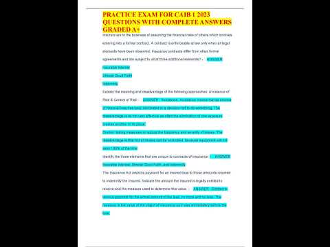PRACTICE EXAM FOR CAIB 1 2023 QUESTIONS WITH COMPLETE ANSWERS GRADED A+