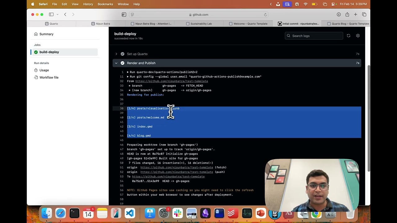 Quarto: Template, Github Actions, Blog