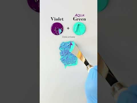 Let's Mixing Violet + Aqua Green Color mixing 😍🎨#colormixing #artvideo #paintmixing #asmr #colors