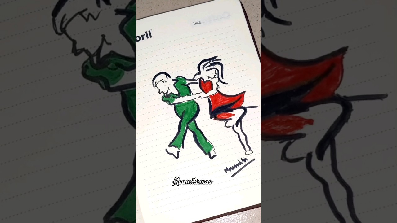 Dancing Couple Sketch Vector art 🎨 ✨️ 💃🕺 #shorts