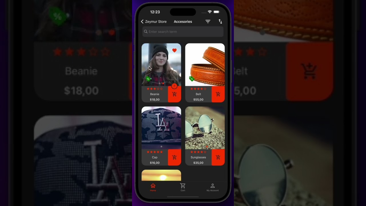 E-Commerce UI Template for MAUI - Dark Theme