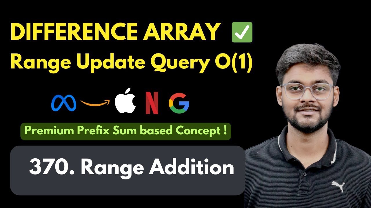 Introduction to Difference Array | Range update query O(1) | LeetCode 370  Range Addition | Google