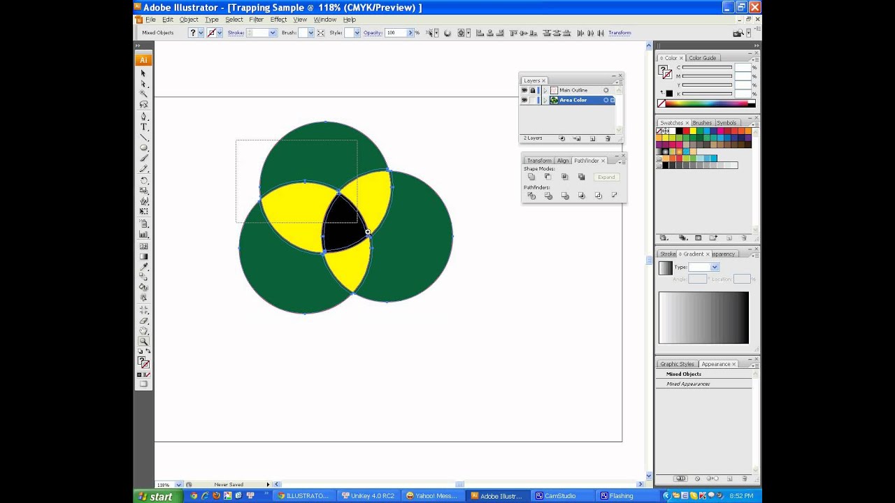 Trapping overlap color with Illustrator for screen printing
