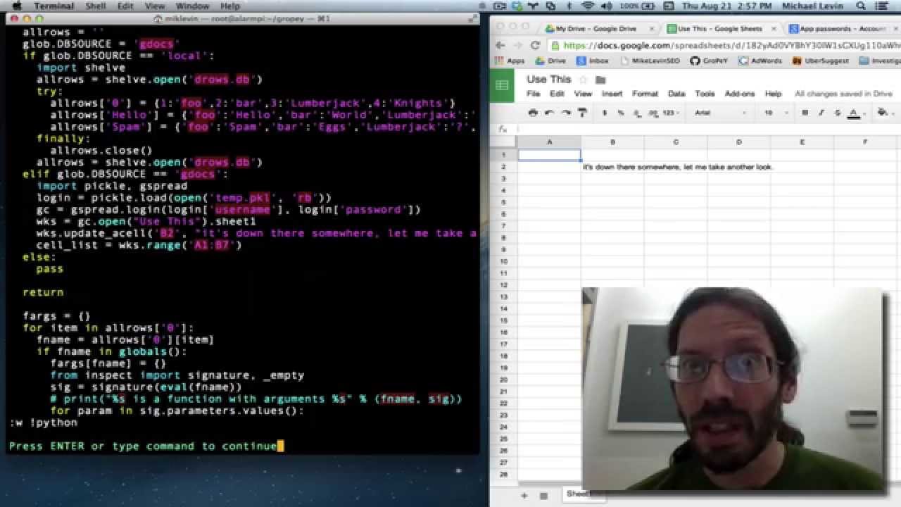 GData on Python 3 is a Dead End. Using GSpread from github