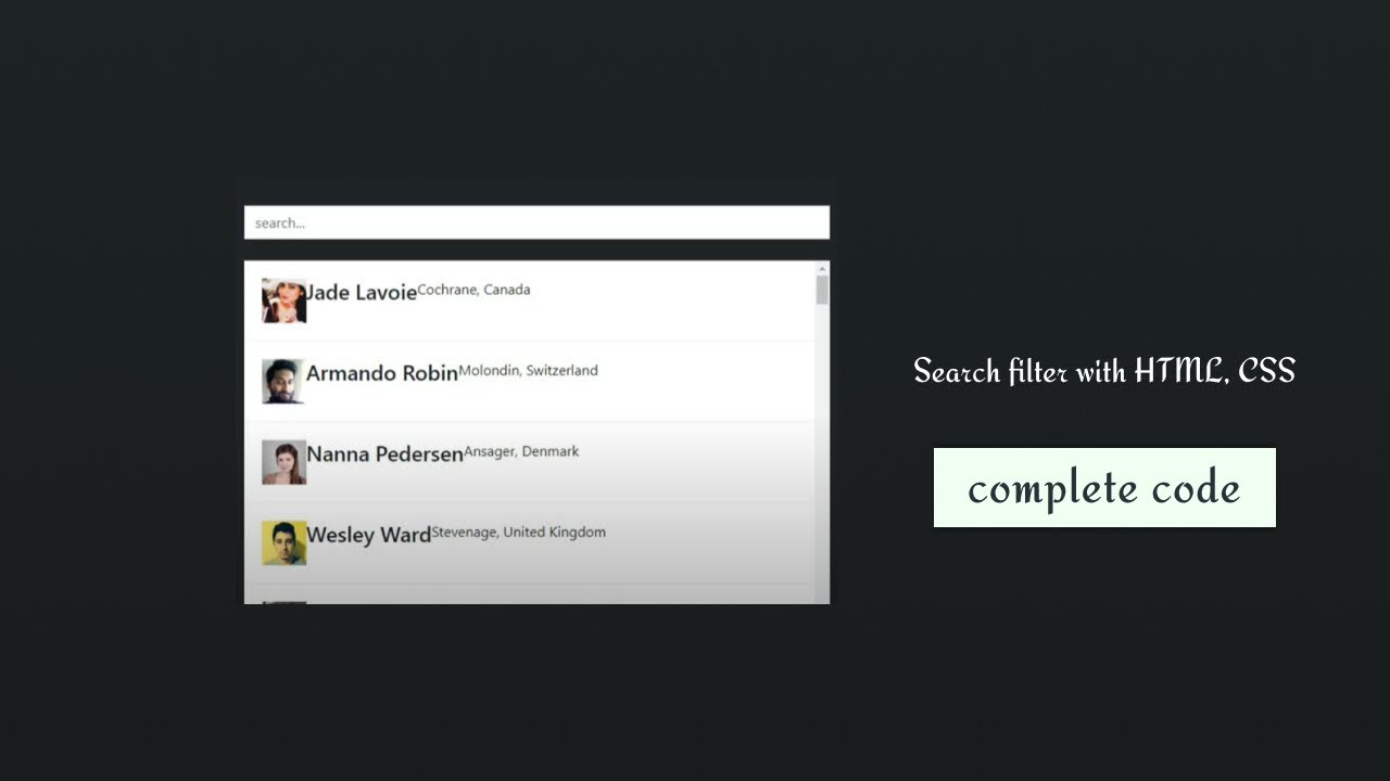 Search filter with HTML, CSS, JS || Complete code
