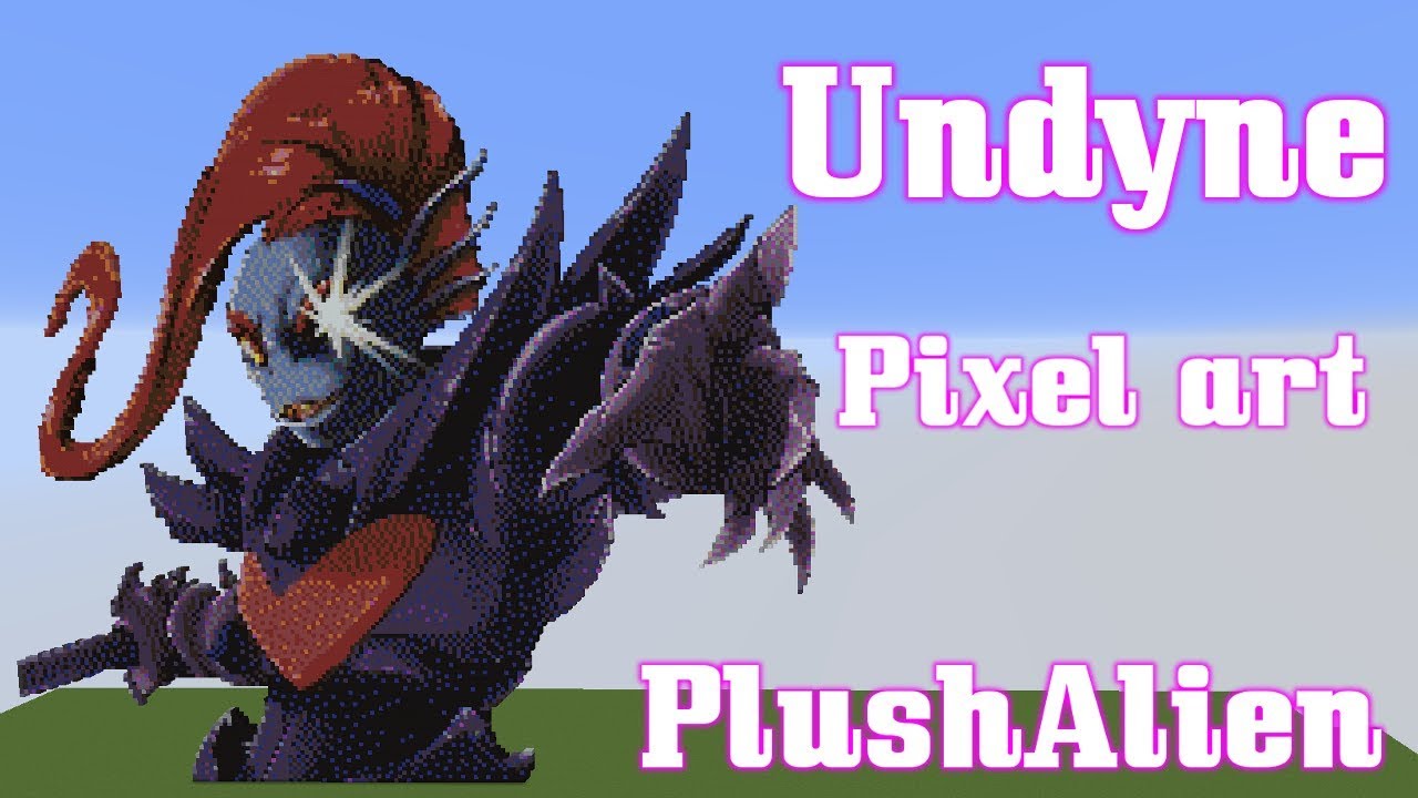 Minecraft Pixel Art SpeedBuild | Undyne