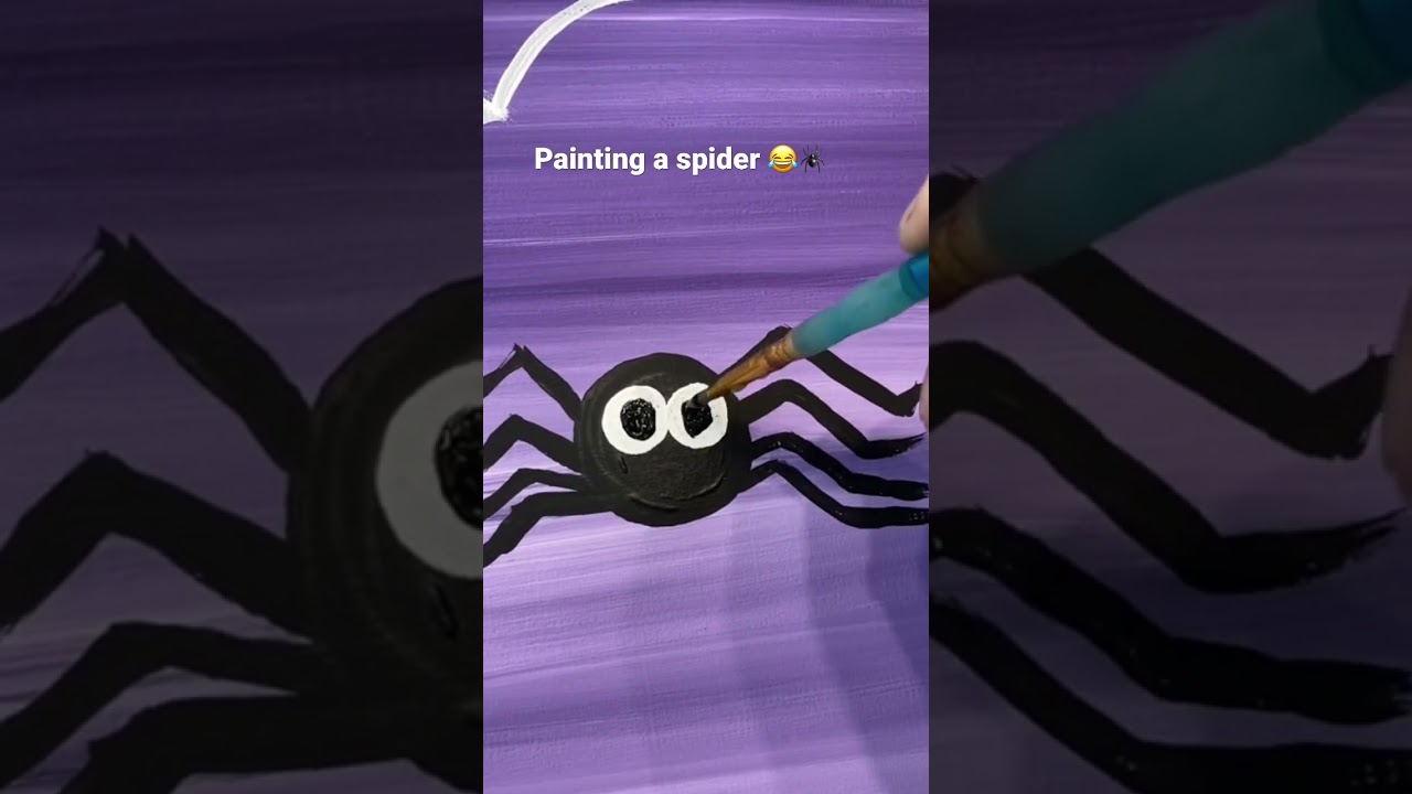 Clip from my “spooky spider” kids painting tutorial 🕷️ #art #artist #painting #tutorial #kidspaint