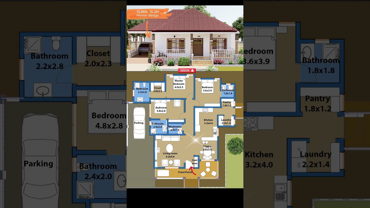 Beautiful 3 bedroom house design and floor plan