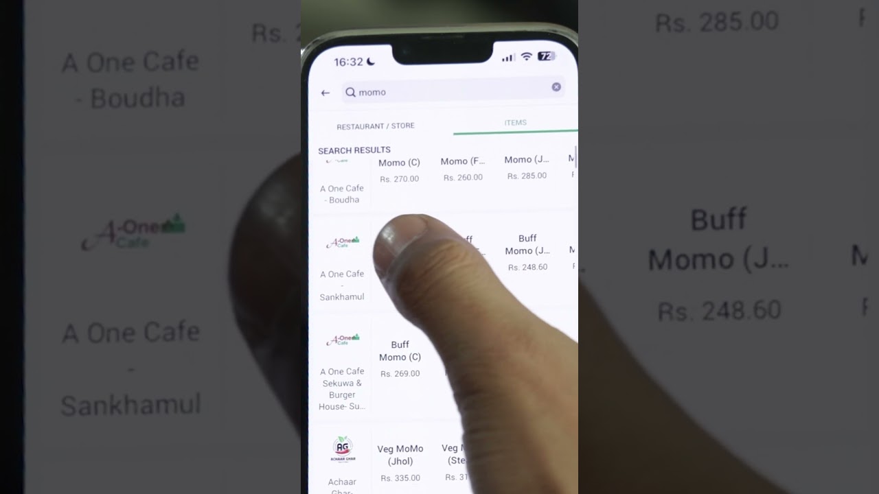 Searching Food on Foodmandu App