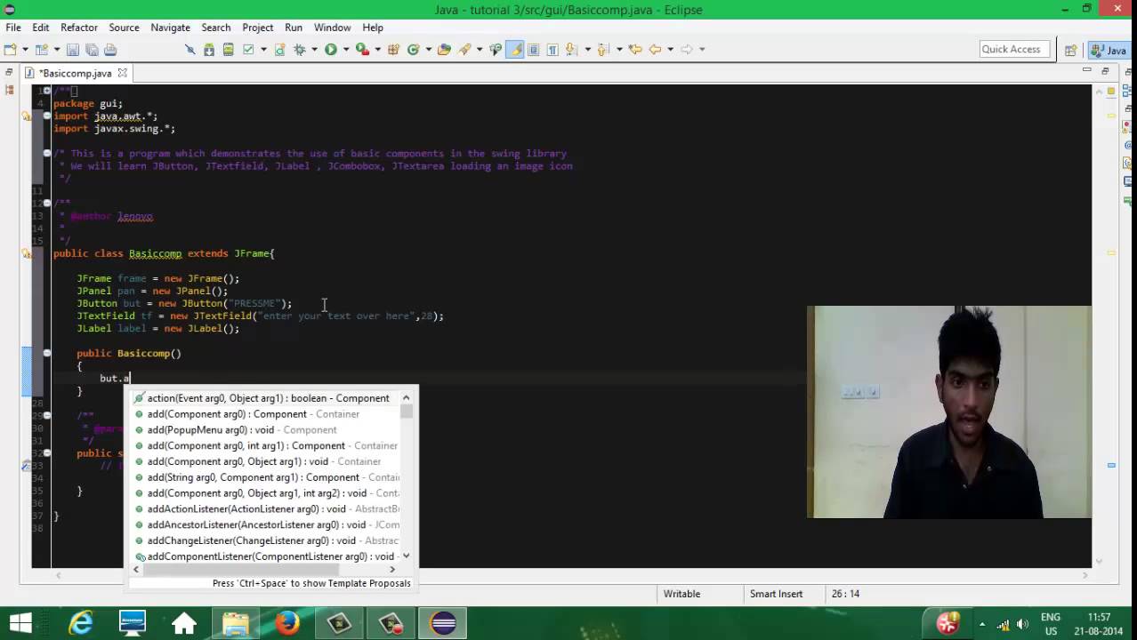 JAVA Tutorial : Swing Basic #0 - Button, Text field, Label.