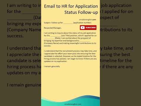 Email to HR for Application Status Follow up - @Emails In English