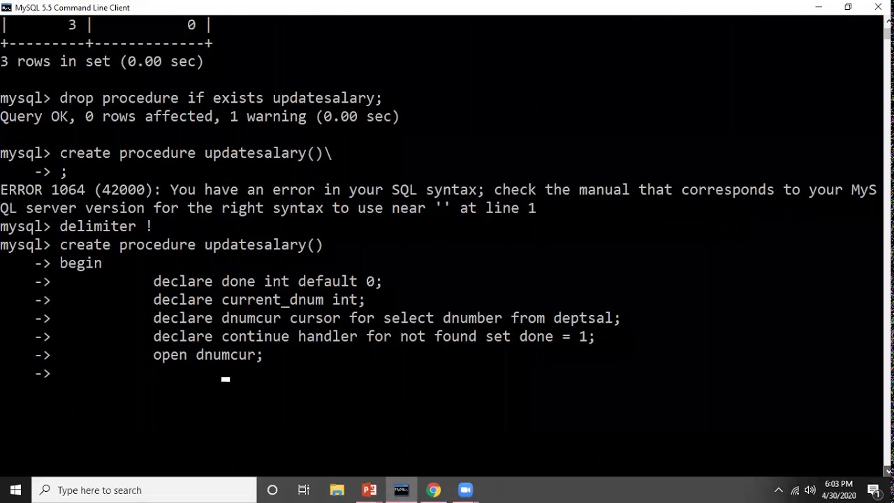 Solved Example using Cursor in SQL (Part 1) (DBMS)