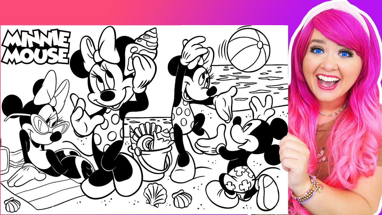 Coloring Mickey & Minnie at the Beach Summer Coloring Pages | Crayons & Markers