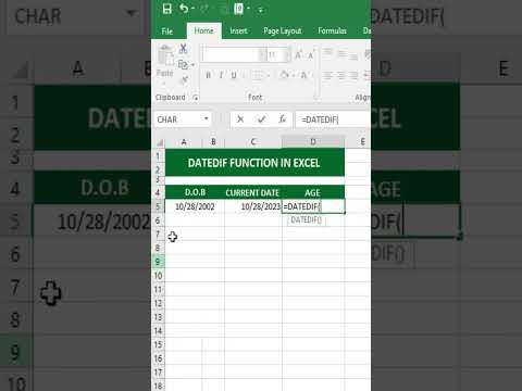DATEDIF Formula in excel | Excel function #shorts #Excel