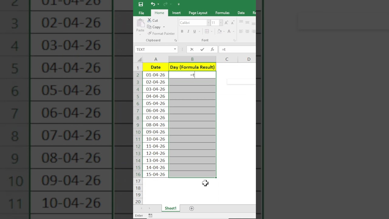 Excel Trick: Convert Date to Day Name 😳