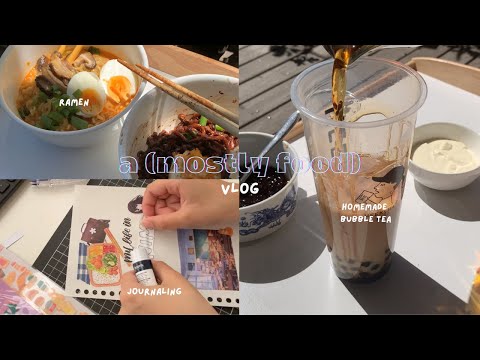 (mostly food/what i eat) vlog // homemade bubble tea, anime journaling and studying~
