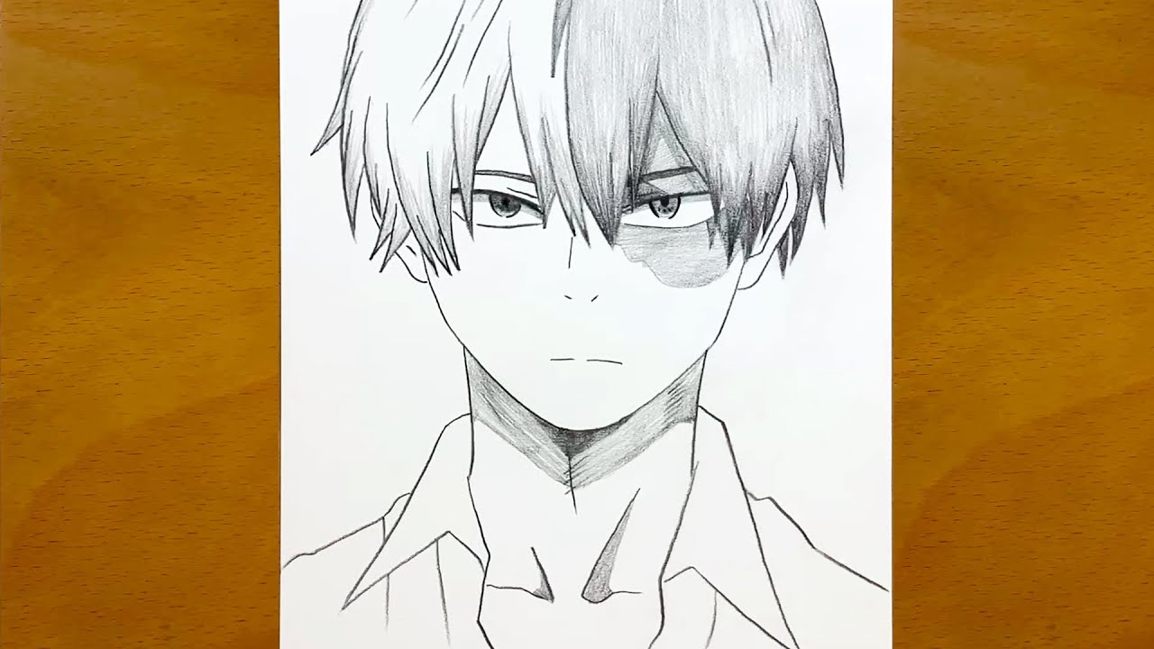 Anime sketch | How to draw Shoto Todoroki from My Hero Academia step-by-step | Draw Anime