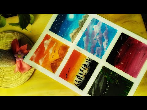 Easy drawing idea for beginners.Colourful painting tutorial. 6 drawing technique step by step