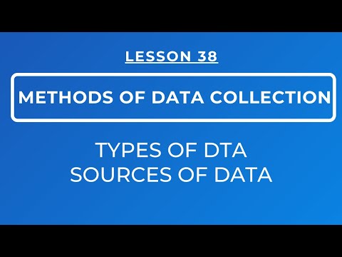 LESSON 38 - METHODS OF DATA COLLECTION: TYPES OF DATA || SOURCES OF DATA