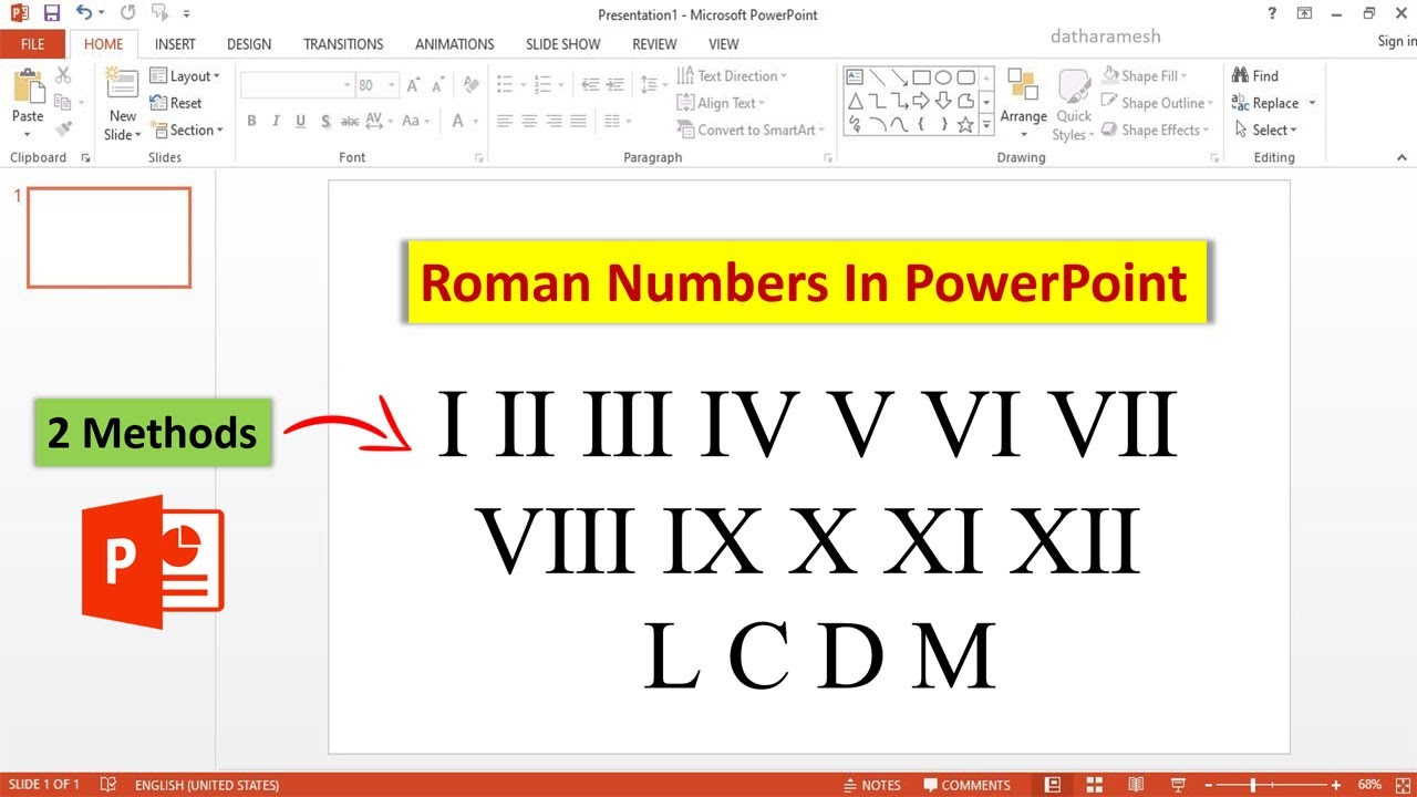 How to Insert Roman Numbers In PowerPoint