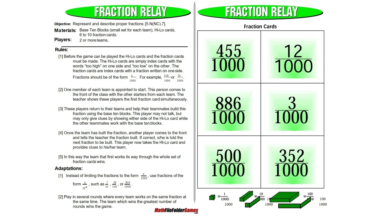Fraction Fun: The Interactive Game of Fraction Relay for Mathematical Mastery