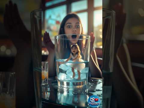AI, a girl sweeiming in glass