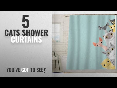 Top 10 Cats Shower Curtains [2018]: Sunlit Cute Striped Shorthair Peekaboo Cats Cartoon Shower