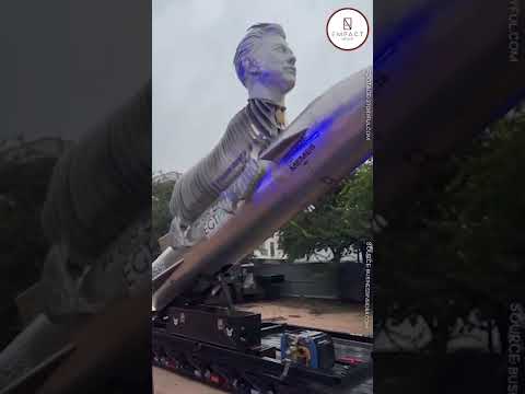Elon Musk Fans Deliver Strange Musk-Goat-Rocket Statue to Tesla HQ