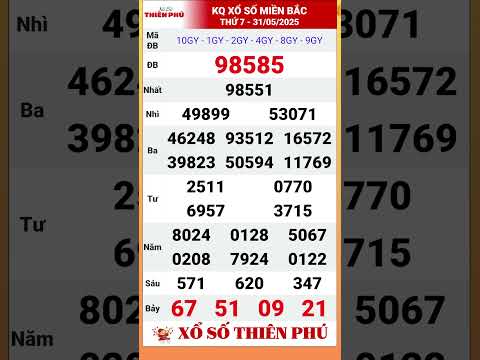 XSMB Thứ Bảy Ngày 31/05/2025 - Kết Quả Xổ Số Miền Bắc Thứ 7