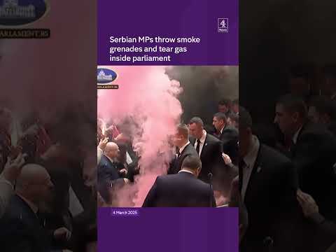 Serbian MPs throw tear gas in parliament