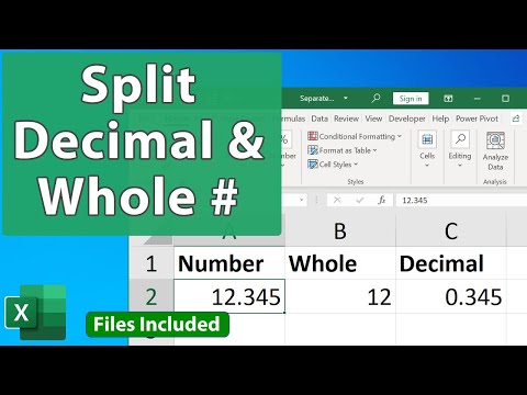 Split Numbers into Whole and Decimal without Rounding - Excel Quickie 82