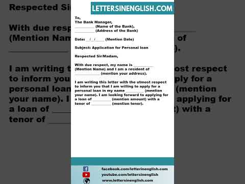 Request Letter to Bank Manager for Personal Loan - Application Letter for Personal Loan