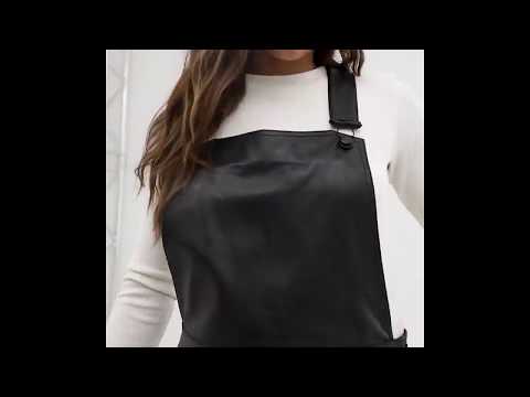 Dorian short leather dungarees