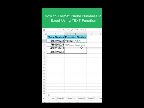 How to Format Phone Numbers in Excel Using TEXT Function #shorts
