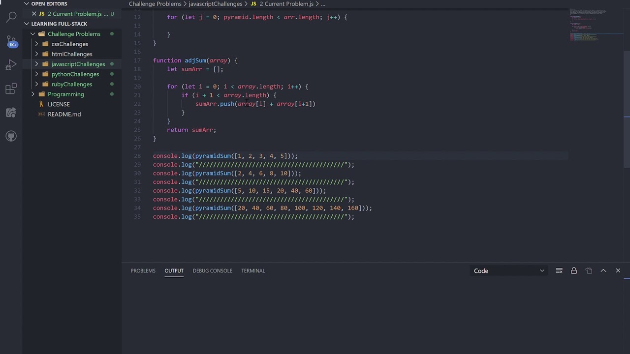 JavaScript Coding Challenge/Interview Question: Pyramid Sum