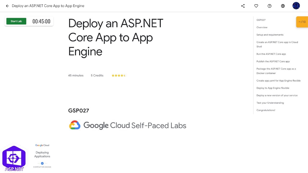 Qwiklabs | Deploy an ASP.NET Core App to App Engine [GSP027]