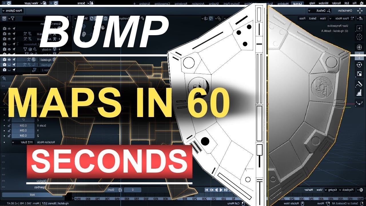 Blender 2.8 : Bump Maps In 60 Seconds!!! (Gimp-Tutorial)